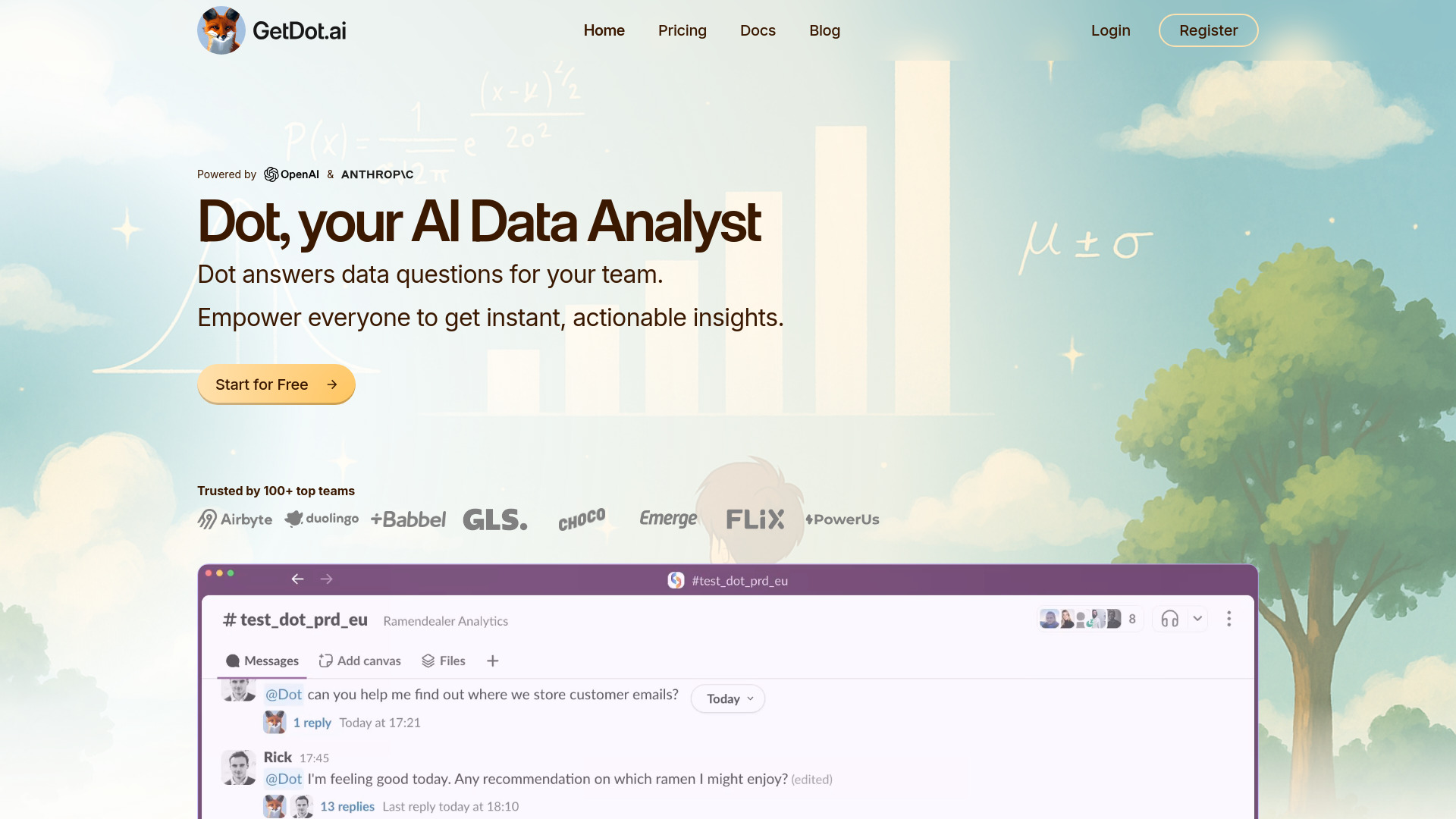 Dot - AI Data Analyst for Slack & Teams | Free Trial | tyy.AI Tools