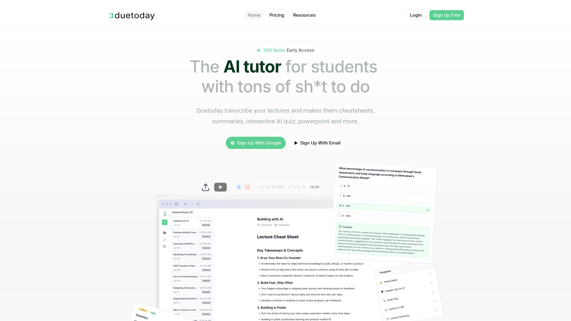 Duetoday - AI Study Notes & Quiz Generator Tool | tyy.AI Tools