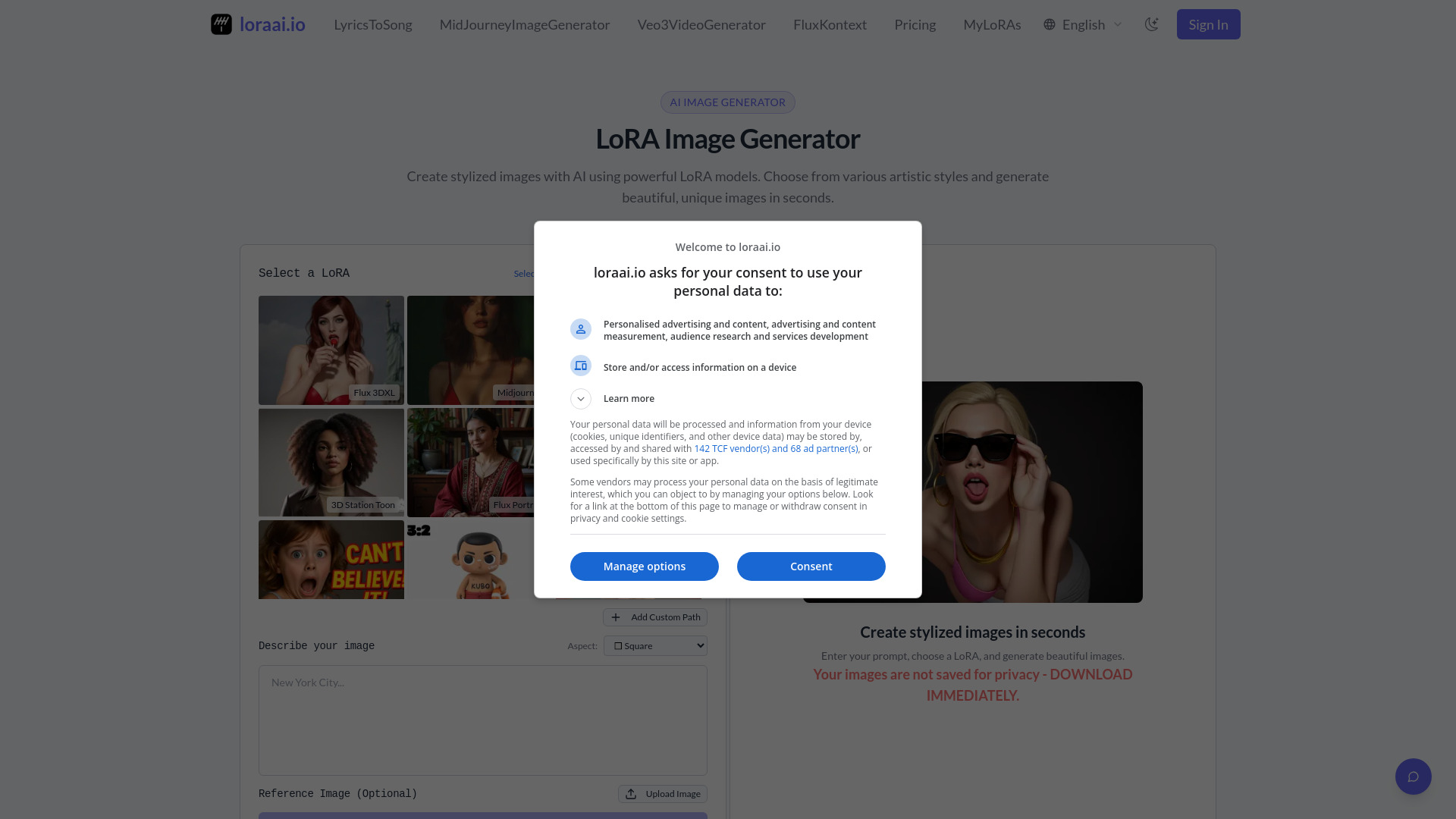 Lora - AI Image Generator with Custom LoRA Training | tyy.AI Tools
