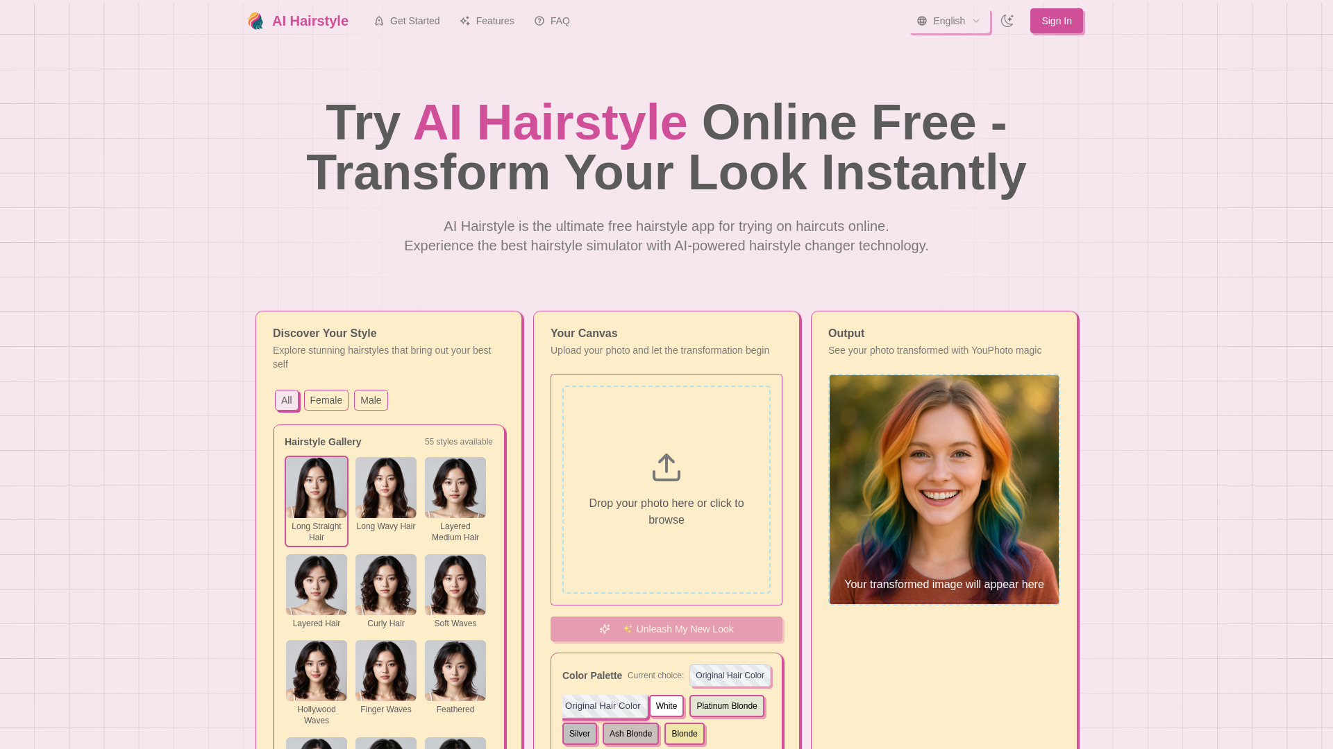 AI Hairstyle - Try 50+ Hairstyles & Colors Instantly | tyy.AI Tools
