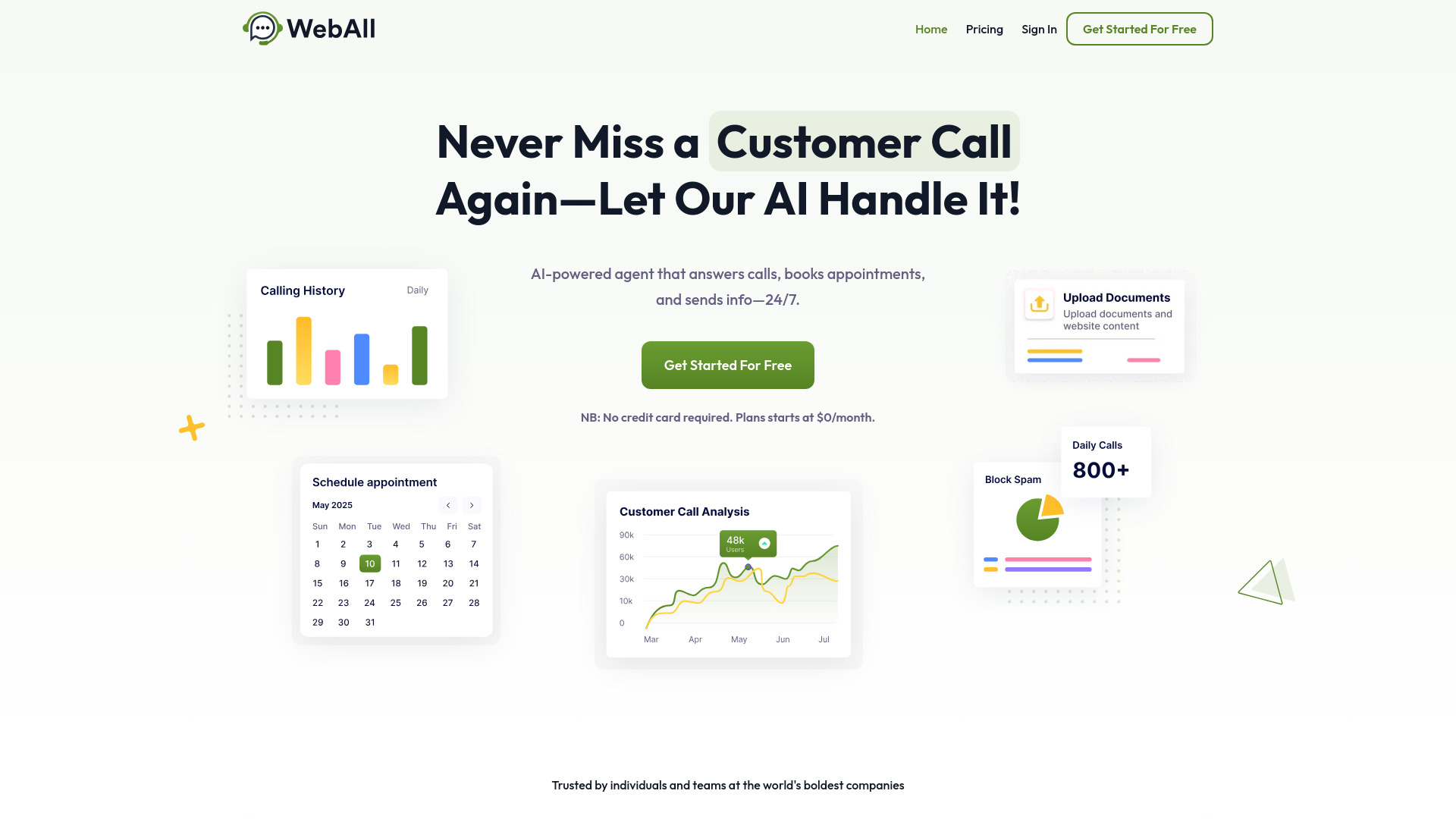 WebAll - 24/7 AI Call Answering & Scheduling Tool | tyy.AI Tools
