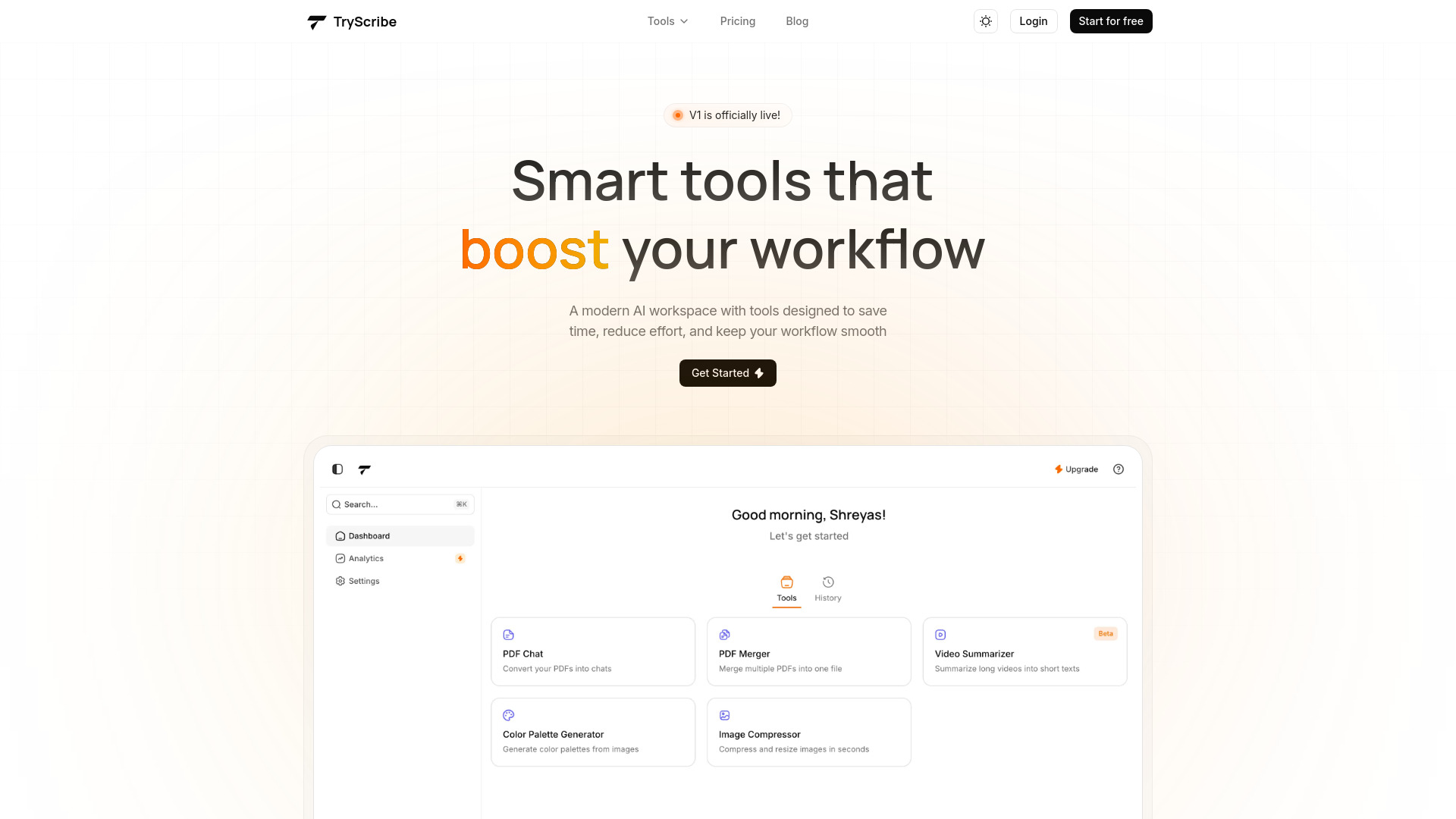 TryScribe - AI Productivity Tools | PDF & Video Suite | tyy.AI Tools