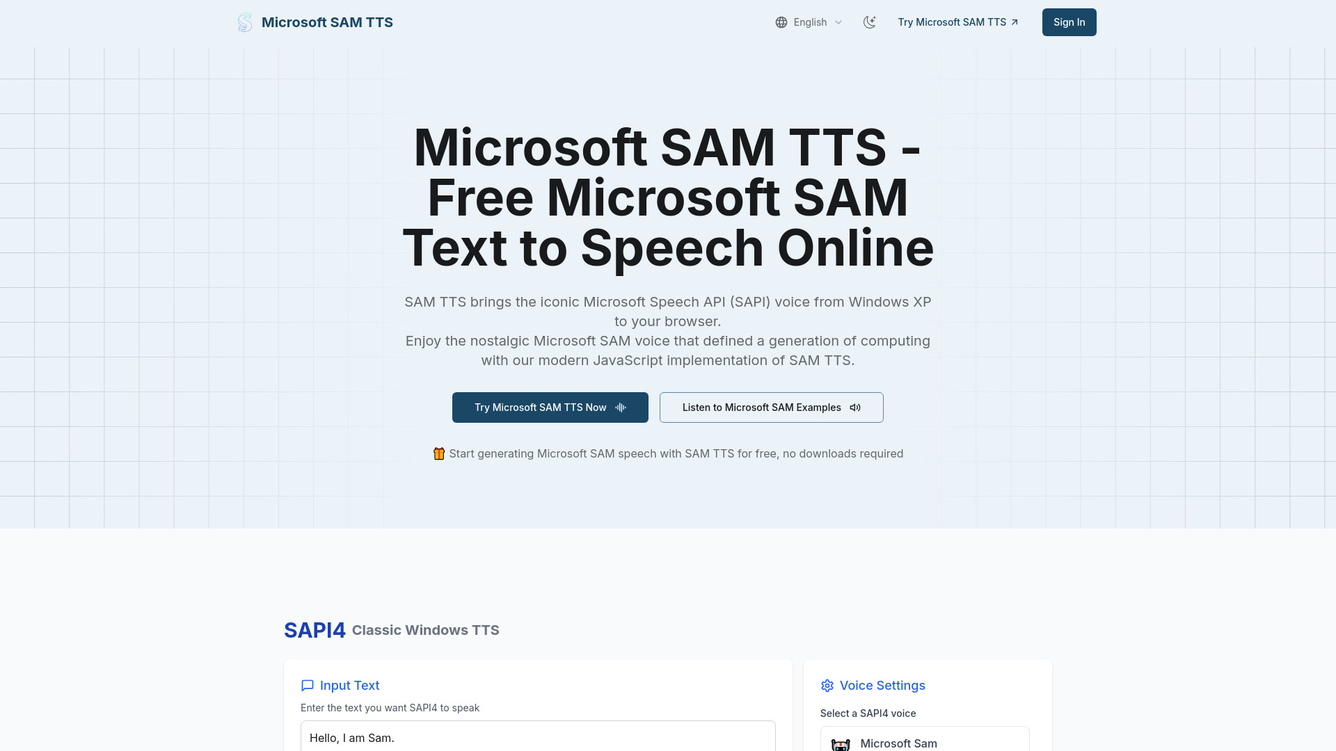 SAM TTS - Classic Windows XP Voice Synthesizer Online | tyy.AI Tools