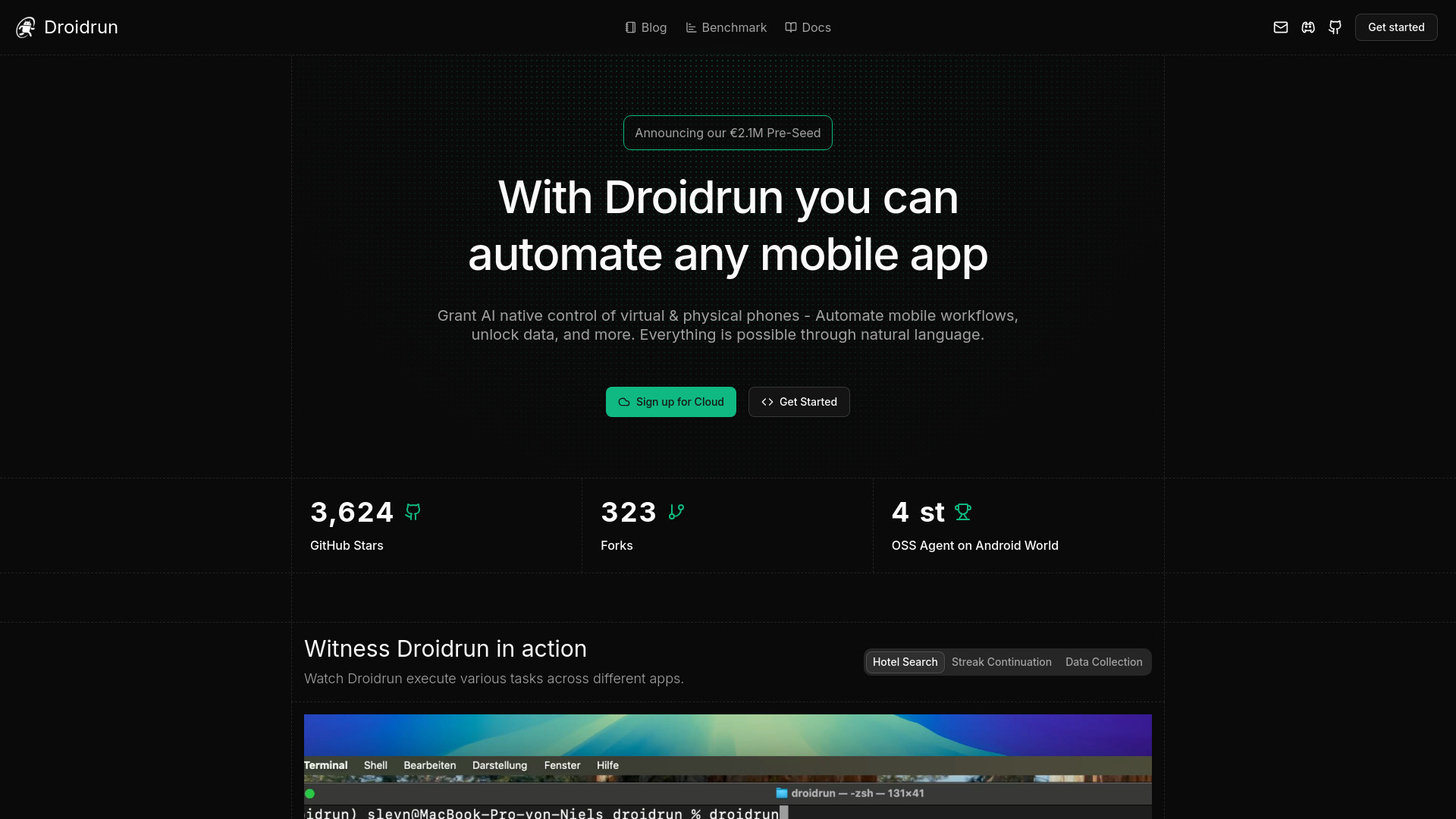 Droidrun - Open-Source AI Mobile Automation Tool | tyy.AI Tools