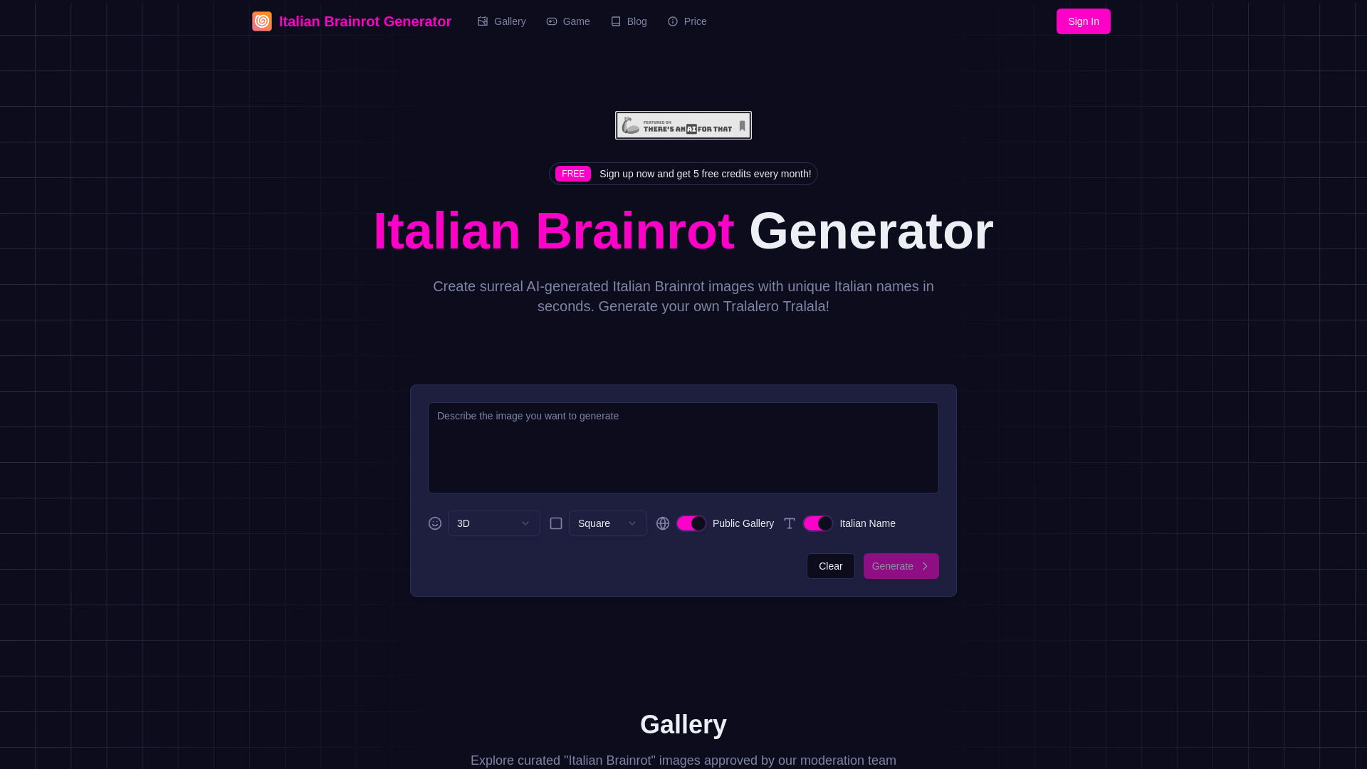 Italian Brainrot Generator - AI Meme Creator Tool | tyy.AI Tools