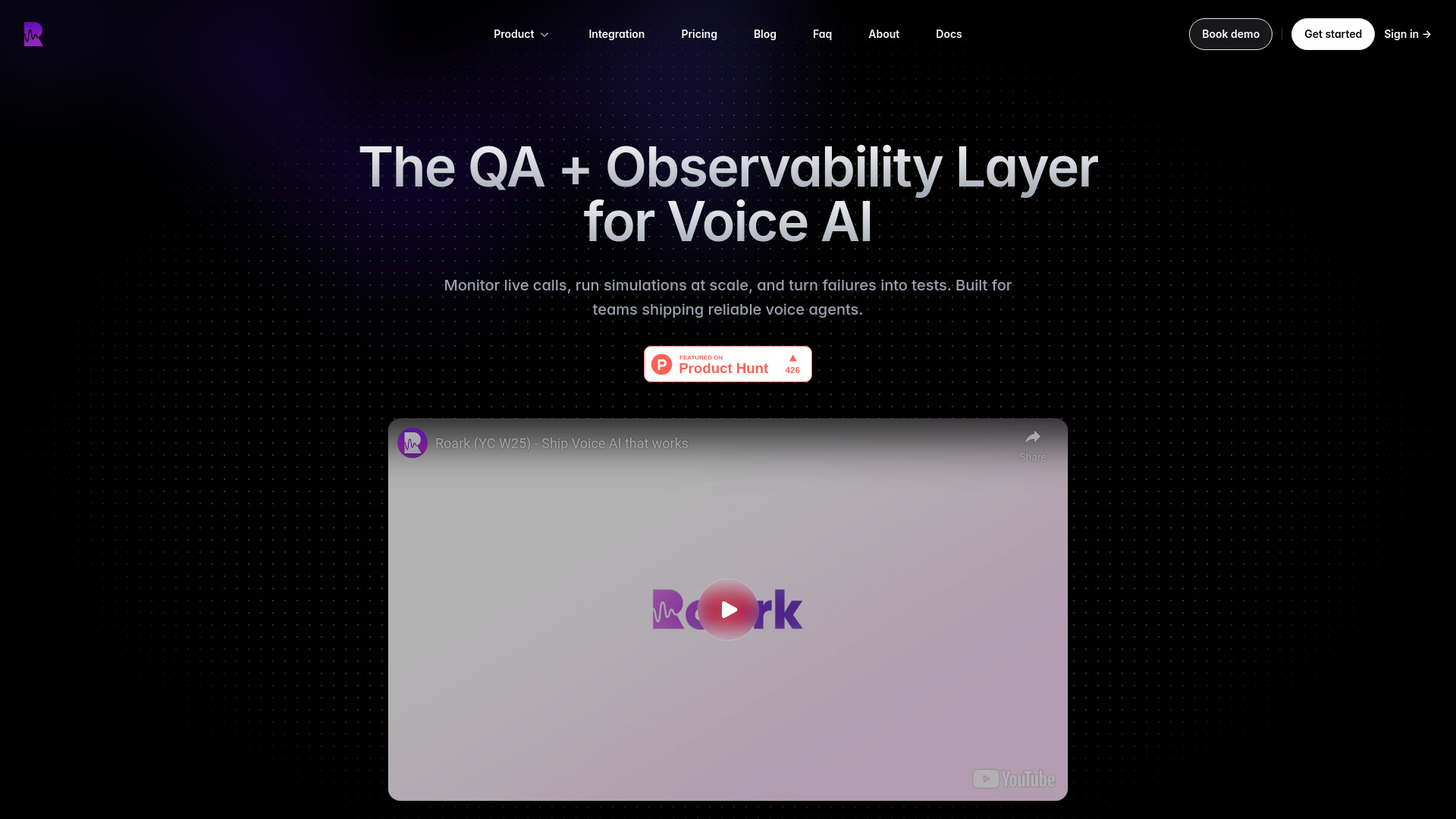Roark - QA & Observability for Voice AI Agents | tyy.AI Tools