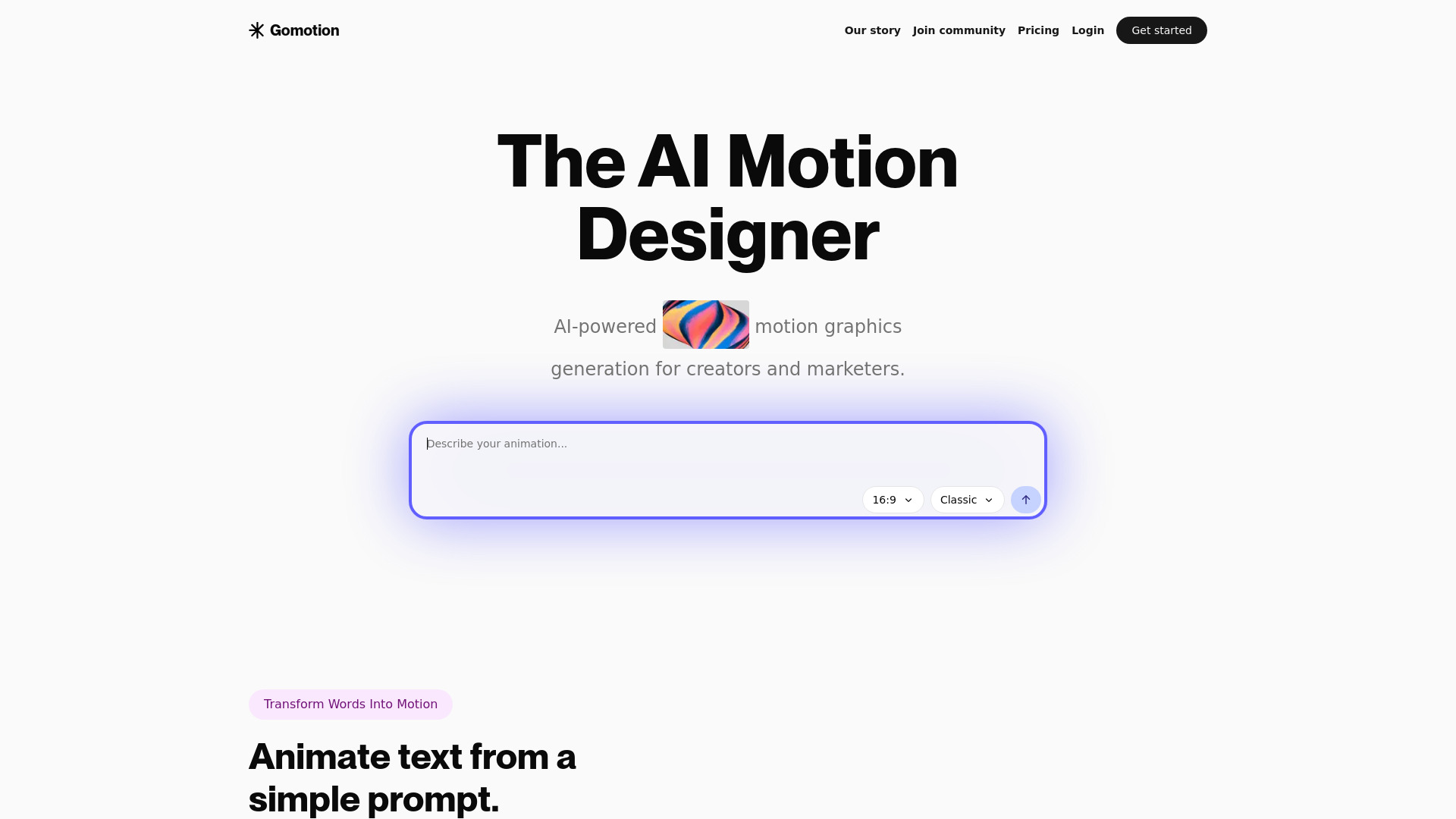 Gomotion - AI Motion Graphics Generator | Free Tool | tyy.AI Tools