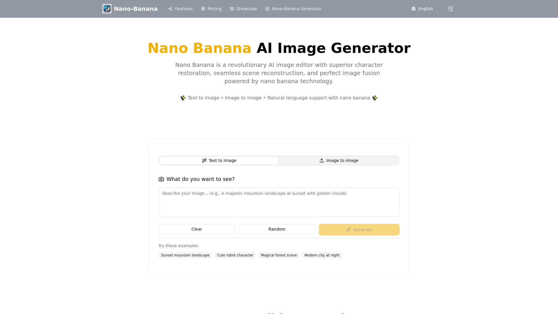 Nano Banana - AI Image Editor & Generator Tool | tyy.AI Tools